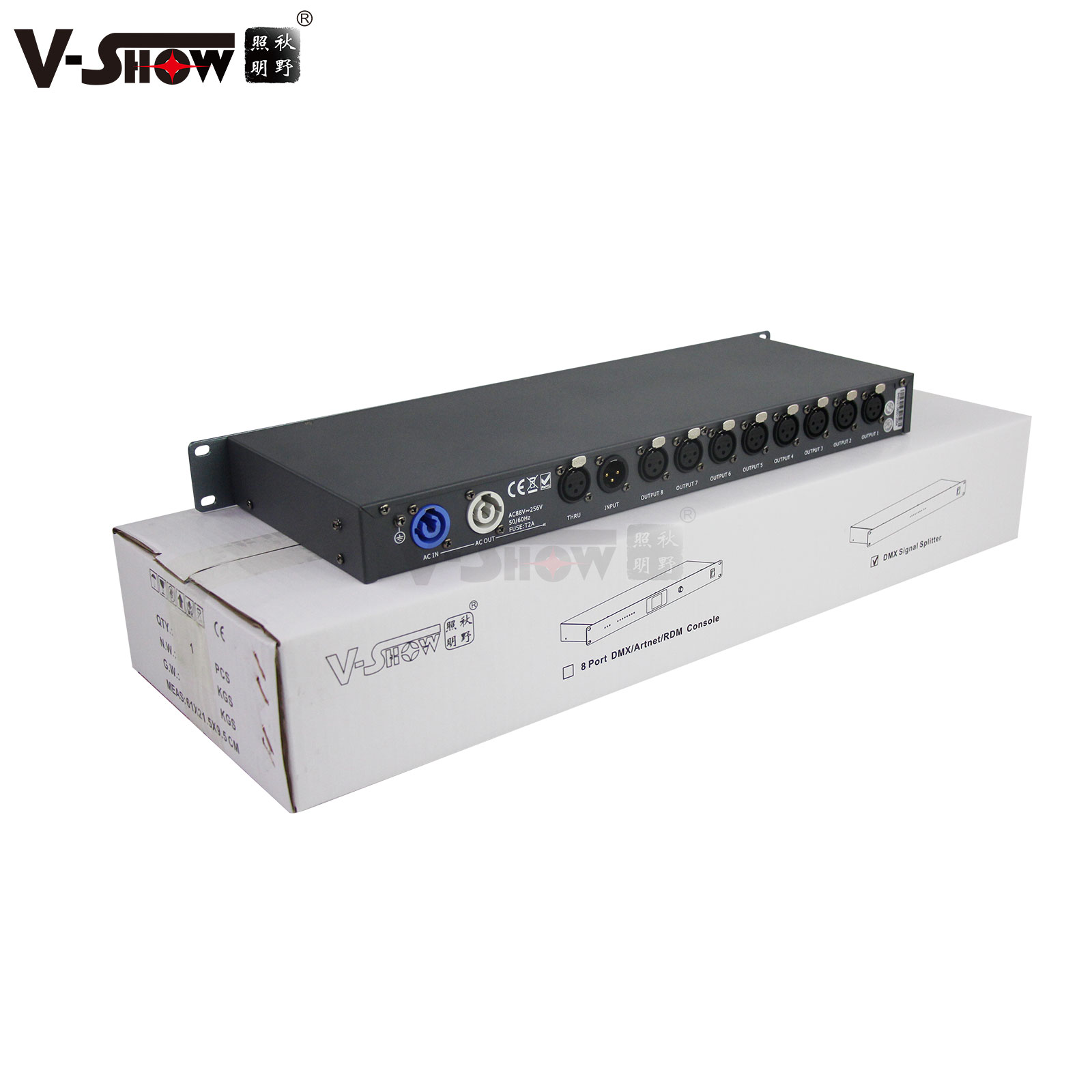 VSHOW DSP08 shipping from USA DMX Splitter Signal amplifier 8 port DMX ...
