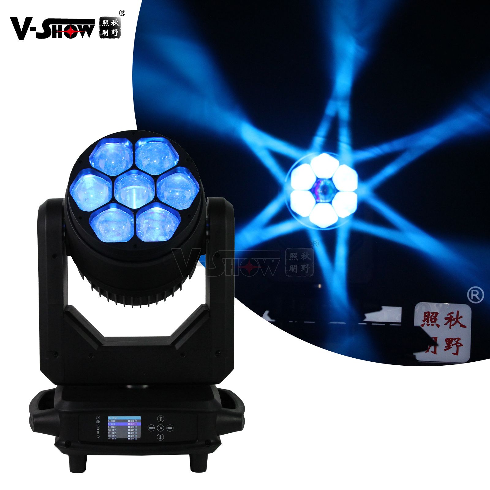 V-Show 7 * 40W RGBW 4in1 LED Splash 7 Fixture LED Beam Wash Zoom Lights ...